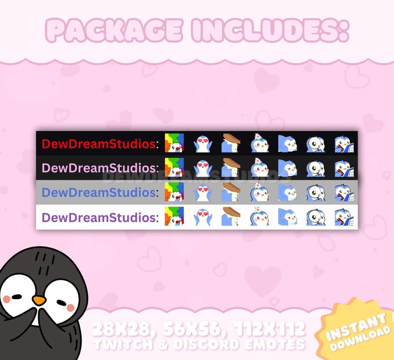 30 Animated Penguin Emotes Pack for Twitch, Youtube, Discord, Kick ...