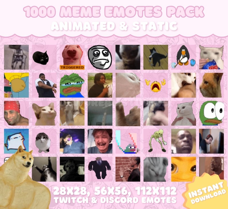 1000 Animated Meme Emotes Pack for Twitch, Youtube, Discord, Kick ...