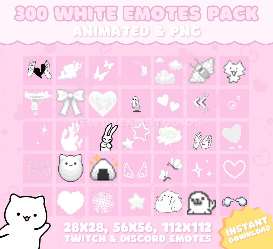 300 White Emotes Pack for Twitch, Youtube, Discord, Kick | Kawaii ...