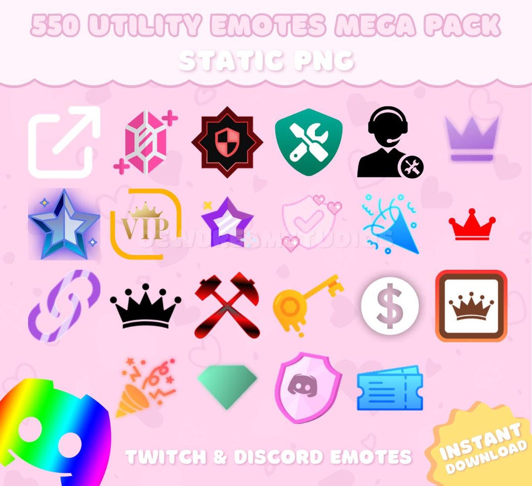 550 Utility Emotes Pack for Twitch, Youtube, Discord, Kick | Kawaii ...
