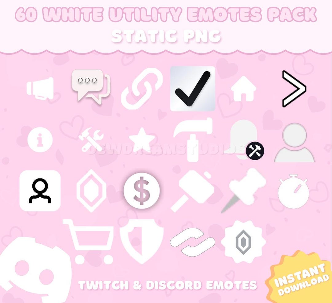 60 White Utility Emotes Pack for Twitch, Youtube, Discord, Kick ...
