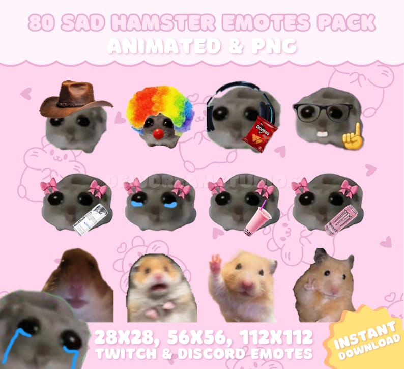 80 Animated Sad Hamster Emotes Pack for Twitch, Youtube, Discord, Kick ...