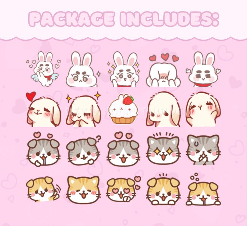 130 Cute Emotes Pack for Twitch, Youtube, Discord, Kick | Cute ...