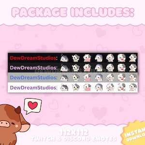 16 Cow Emotes Pack for Twitch, Youtube, Discord, Kick | Cute Cow Emotes ...