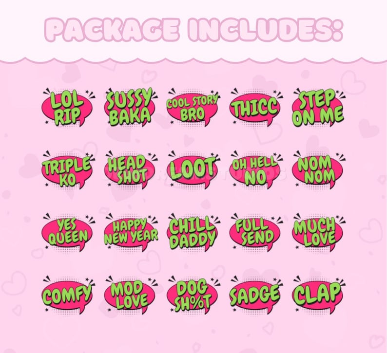 110 Comic Text Pack for Twitch, Youtube, Discord, Kick | Chat & Utility ...