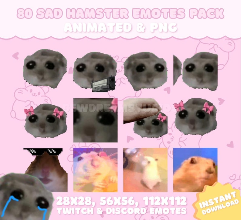 80 Animated Sad Hamster Emotes Pack for Twitch, Youtube, Discord, Kick ...