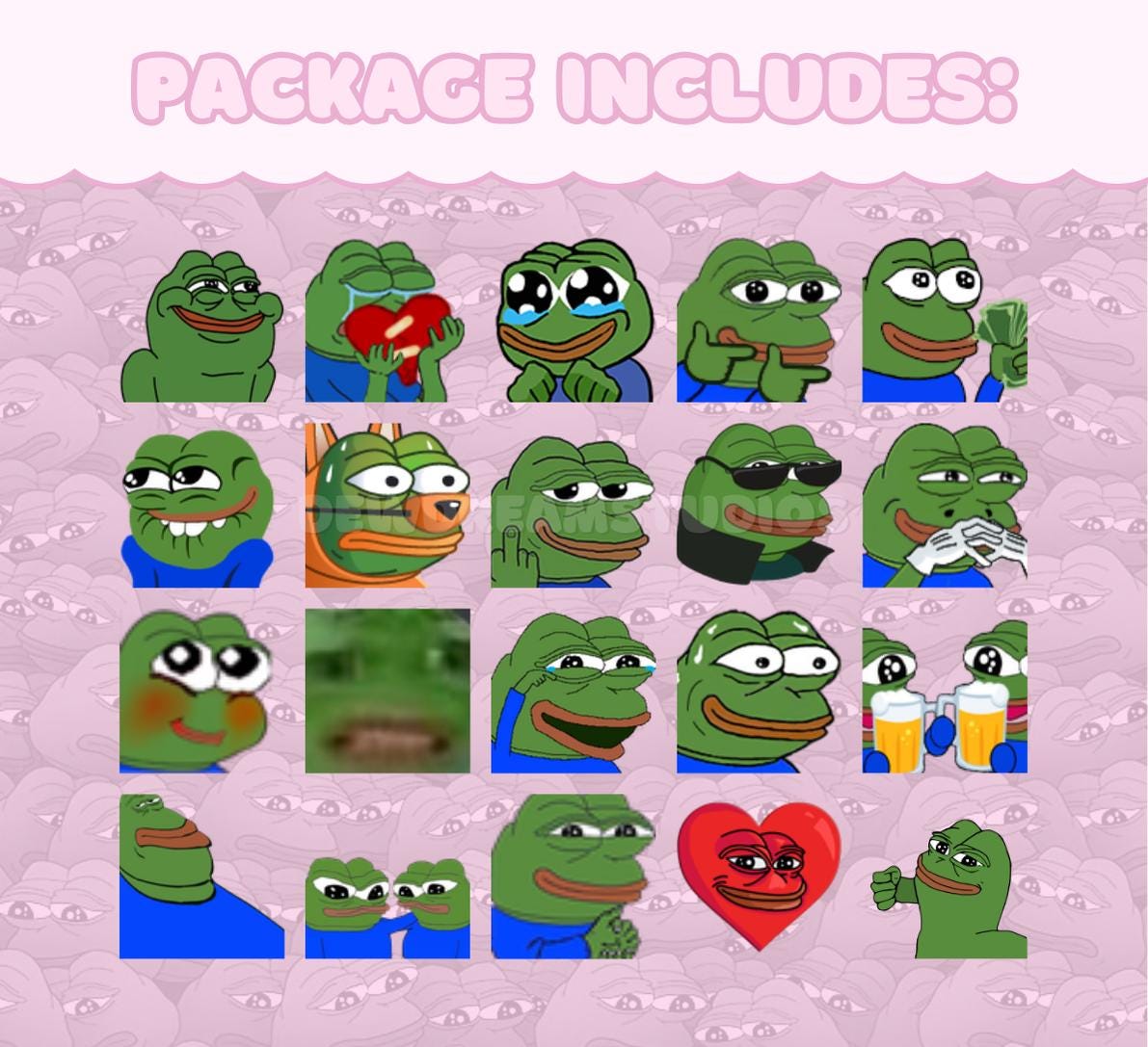1000 Animated Pepe Emotes Pack for Twitch, Youtube, Discord, Kick ...