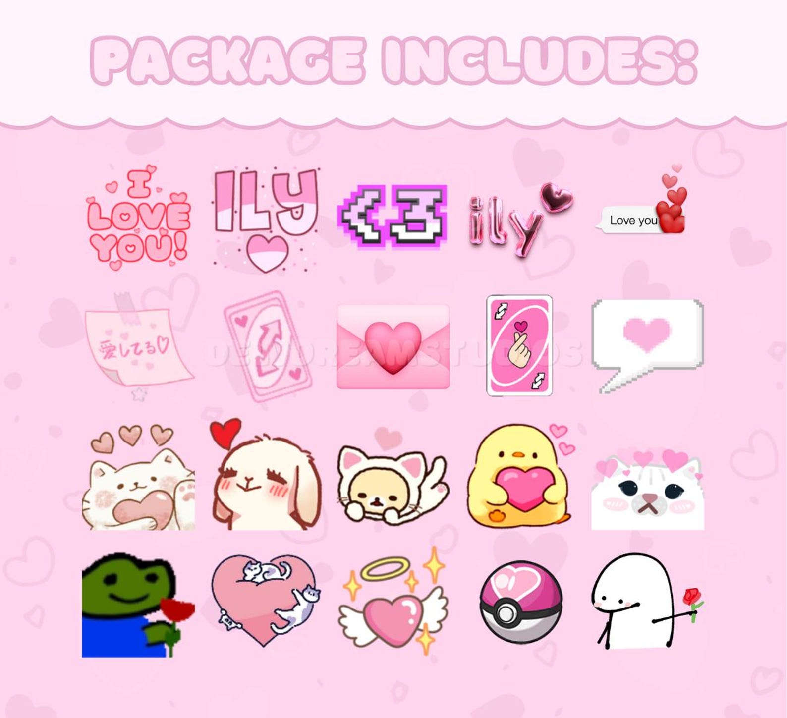 350 Love Emotes Pack for Twitch, Youtube, Discord, Kick | Cute ...