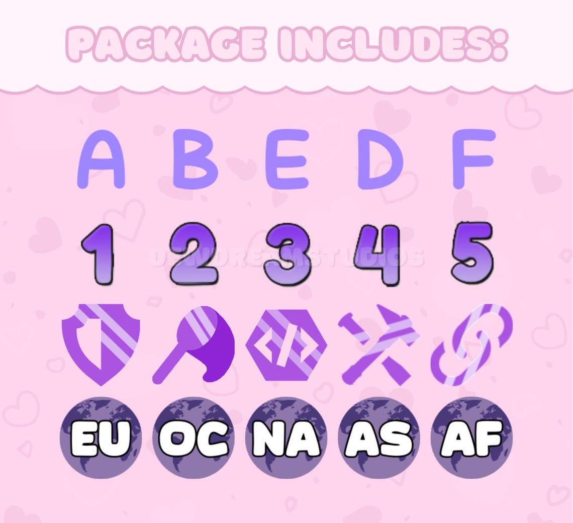 280 Purple Emotes Pack for Twitch, Youtube, Discord, Kick | Kawaii ...