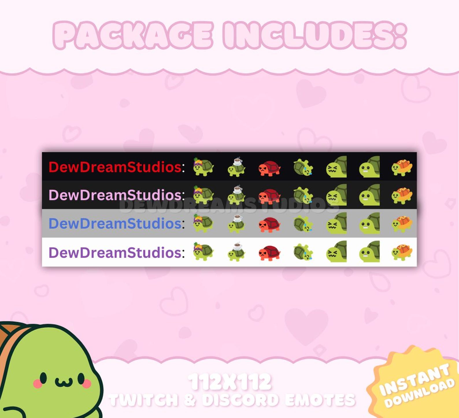 42 Turtle Emotes Pack for Twitch, Youtube, Discord, Kick | Cute Turtle ...