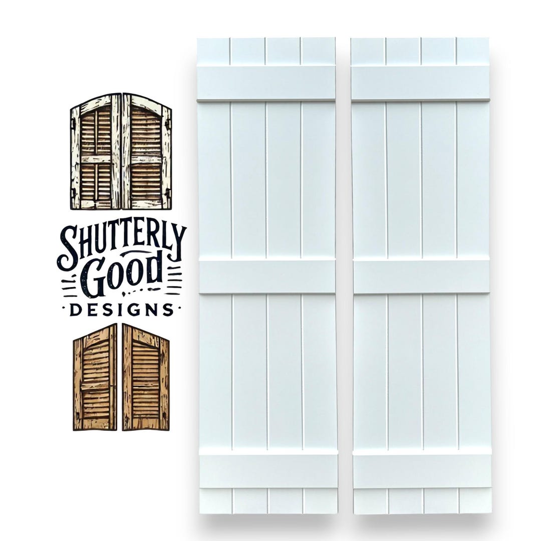 Board & Batten PVC Shutters | Classic Exterior Window Decor ...
