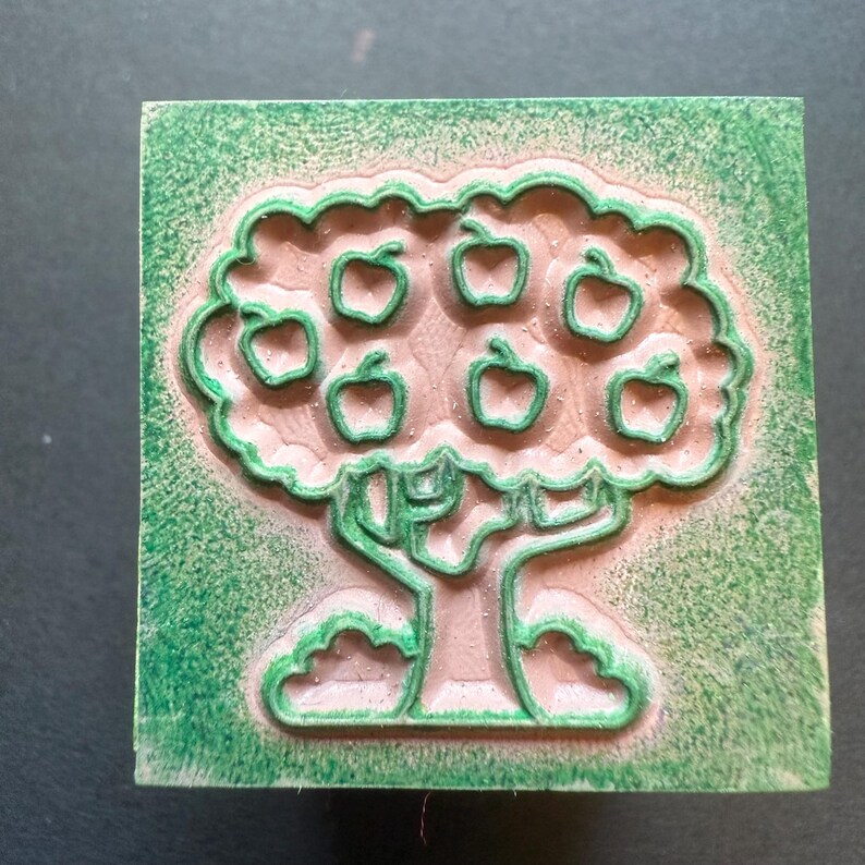 Wood Mounted Rubber Stamp - Apple Tree - Etsy