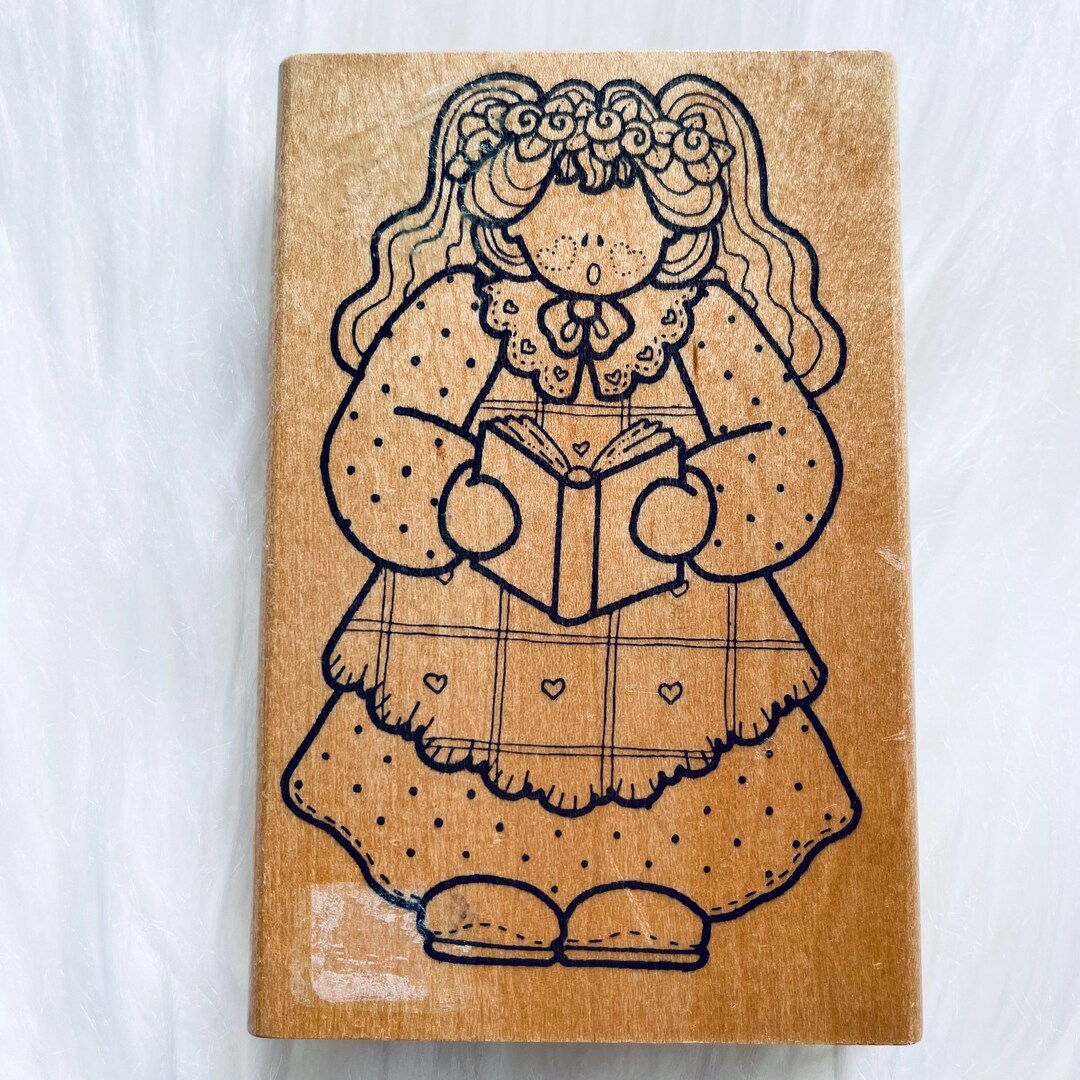 VTG Darcie Hunter Girl Reading A Book Rubber Stamp 0 0508 - Etsy
