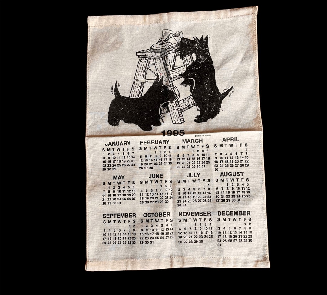 1995 Scotty Dogs Calendar Tea Towel - Dish Towel - Kitchen Towel - Etsy