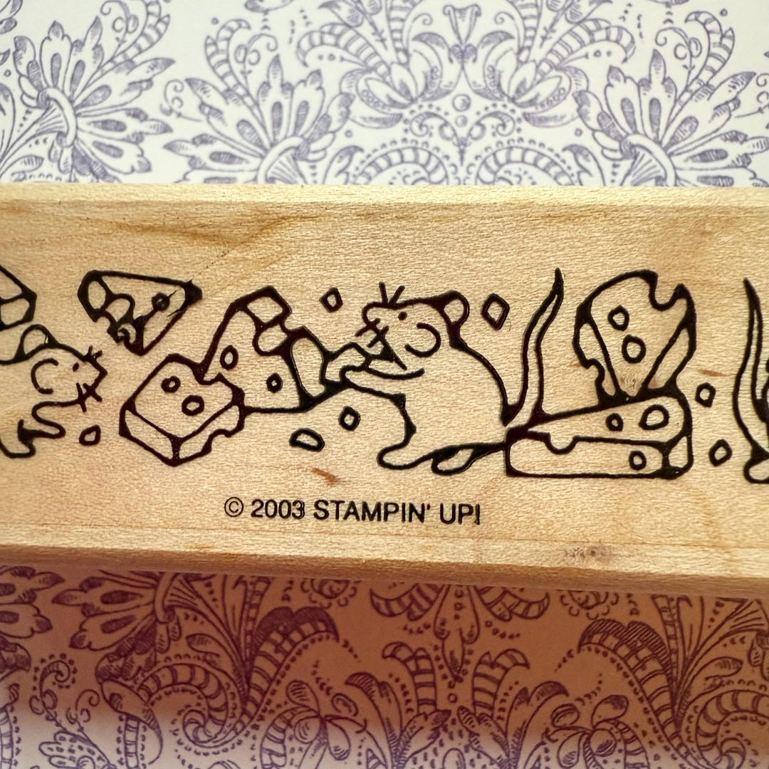 VTG Stampin Up Wood Mounted Rubber Stamp Mice Eating Cheese - Etsy
