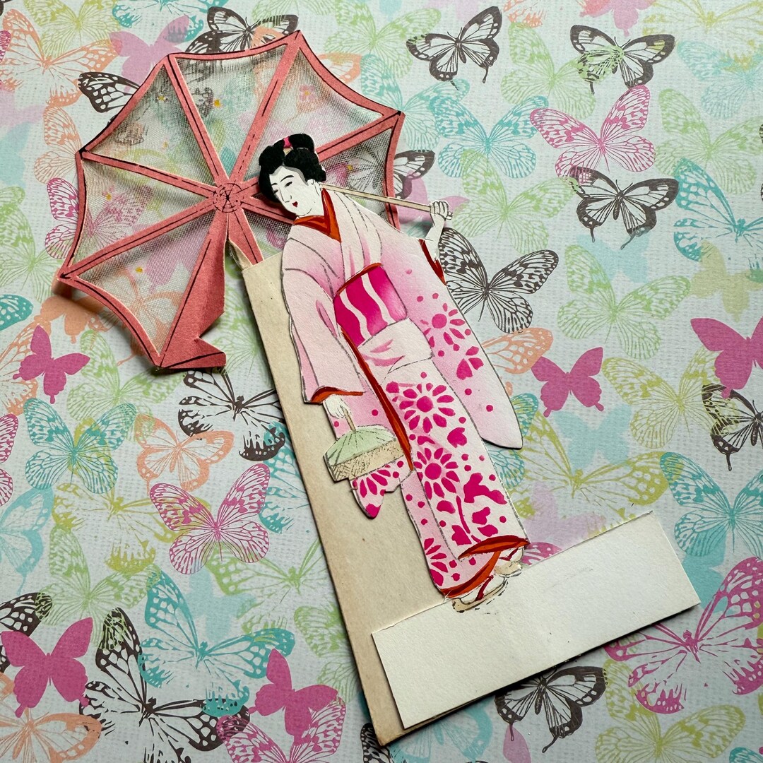 VTG Unused Die Cut Geisha W/ Umbrella Place Card - Etsy