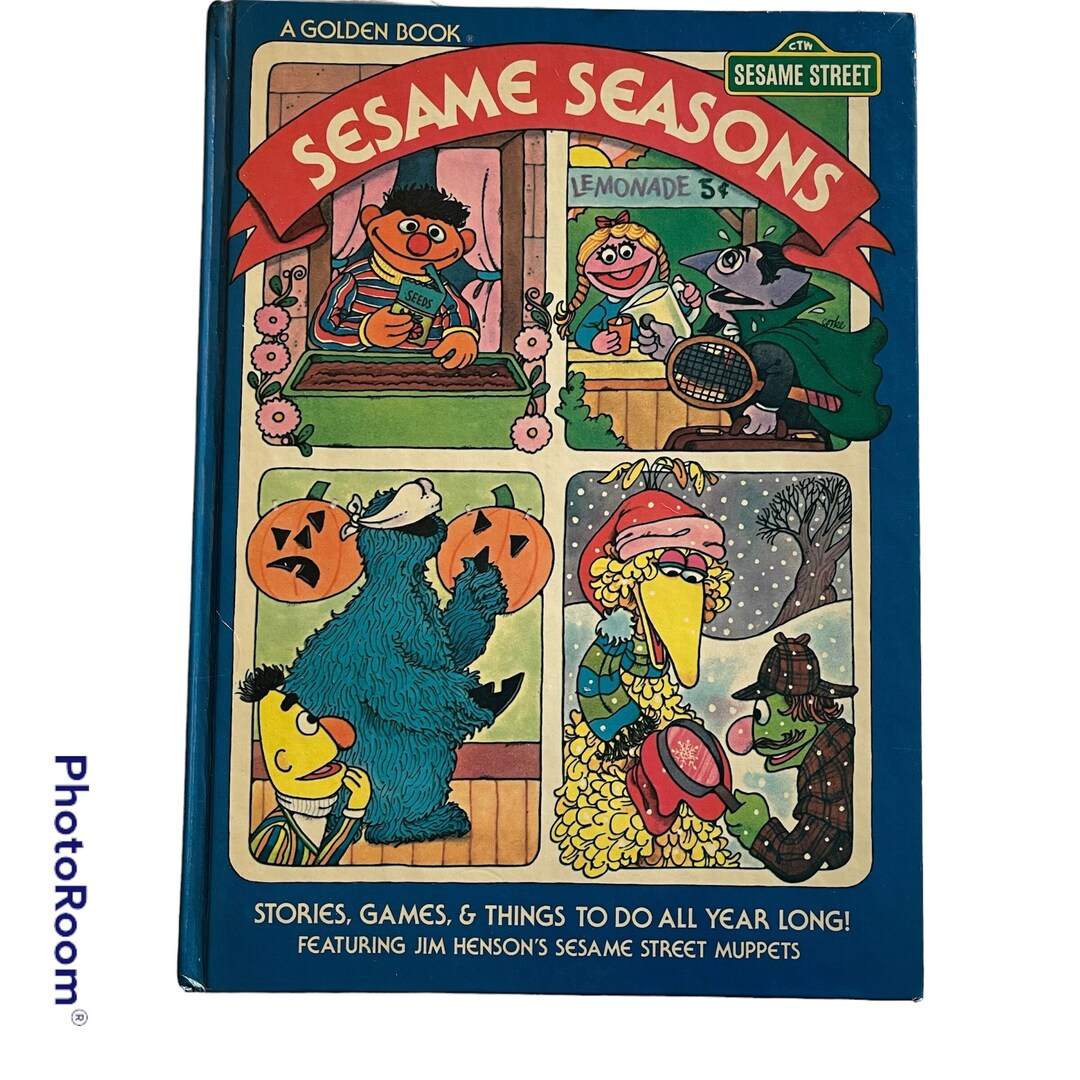 VTG 80s Sesame Street, Sesame Seasons, A Golden Book, Featuring Jim ...