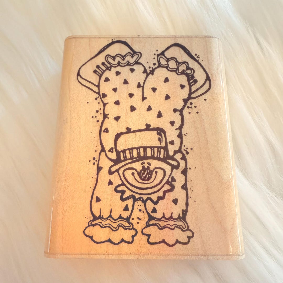 D.O.T.S. Wood Mounted Rubber Stamp - Handstand Clown - N 165 - DOTS - Etsy