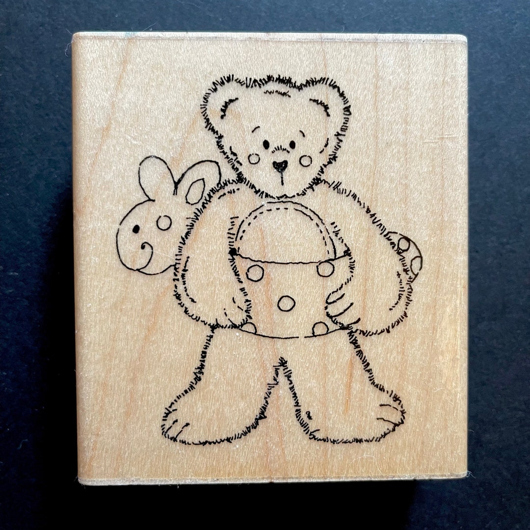 JRL Design Co Wood Mounted Rubber Stamp - Beary Sunny Summer - Teddy ...