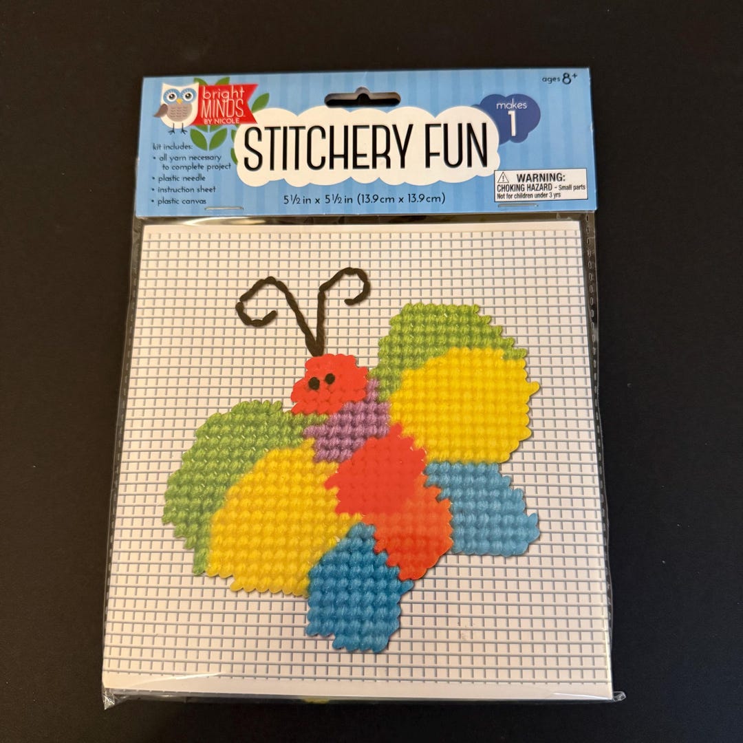 Kids Plastic Canvas Craft Kit - Butterfly - Stitchery Fun - Bright Minds by Nicole - Have Fun ...
