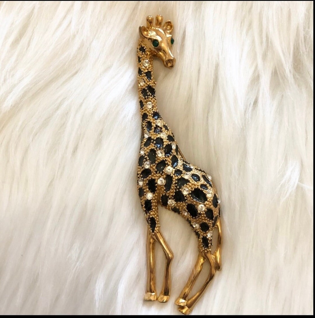 VTG Standing Giraffe Rhinestone Pin Brooch - Etsy