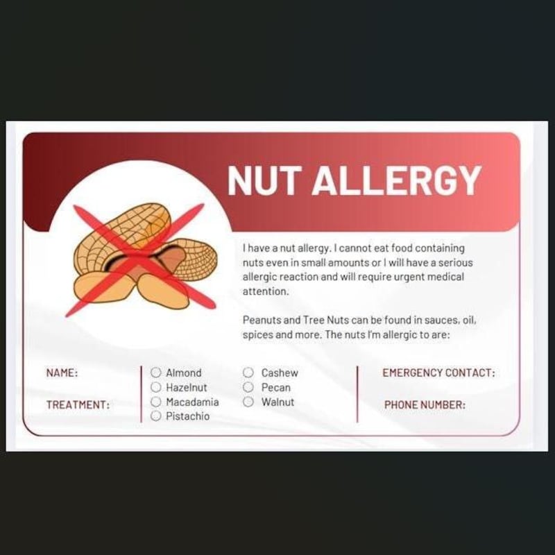 Nut Free Poster - Etsy UK