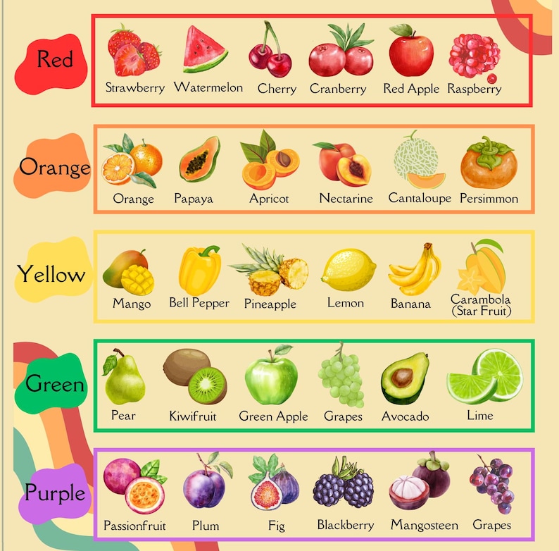 Taste the Rainbow Fruits Poster - Etsy