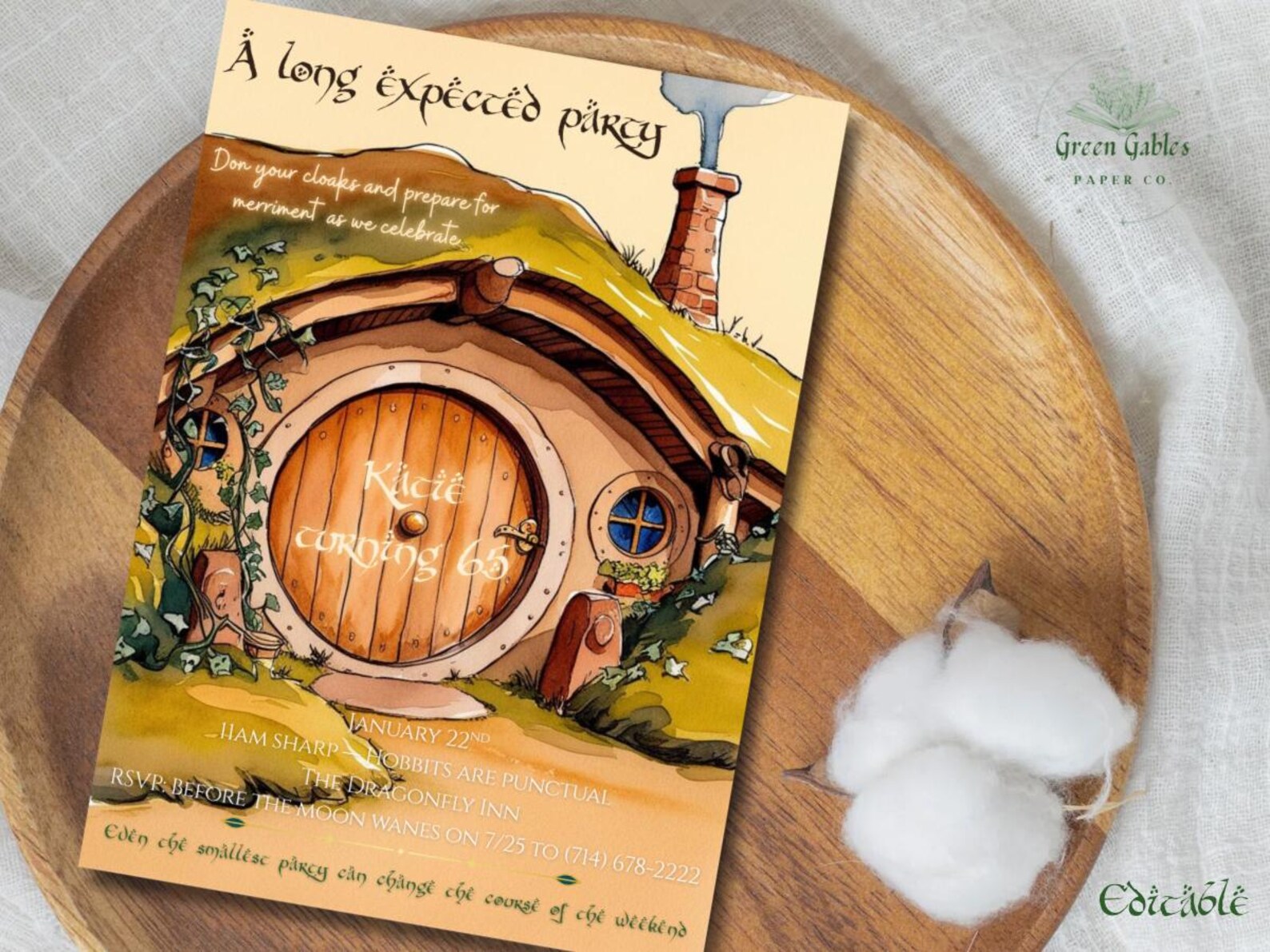 Hobbit Party Invitation Template | Editable LOTR Birthday Invite ...