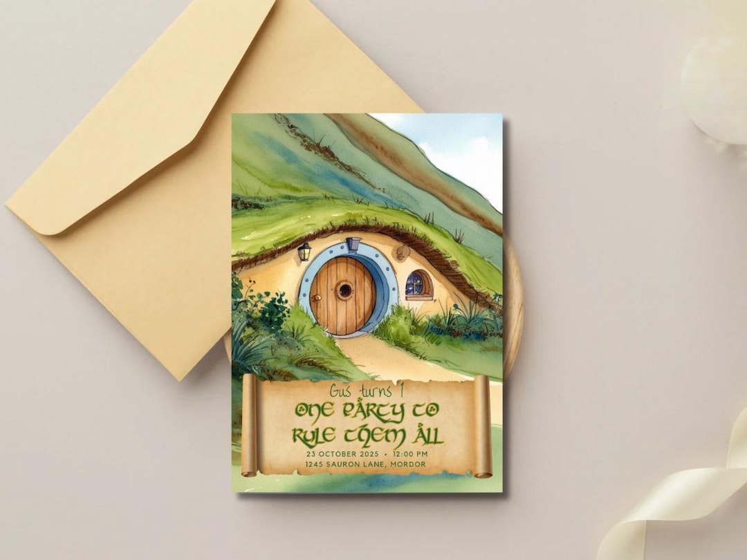 Hobbit-themed Birthday Invitation | Editable LOTR Party Invite | Lord ...