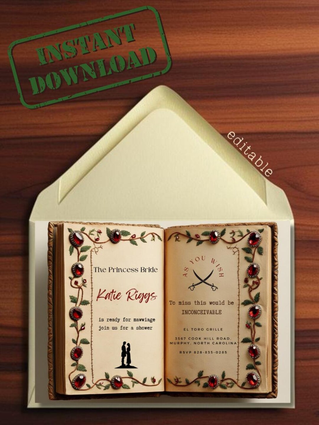 Princess Bride Bridal Shower Invitation: Vintage Storybook (digital ...