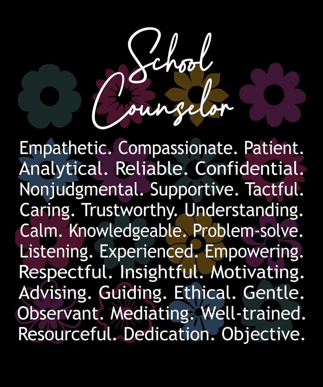 School Counselor Words Png, School Counselor Life Flowers Png - Etsy