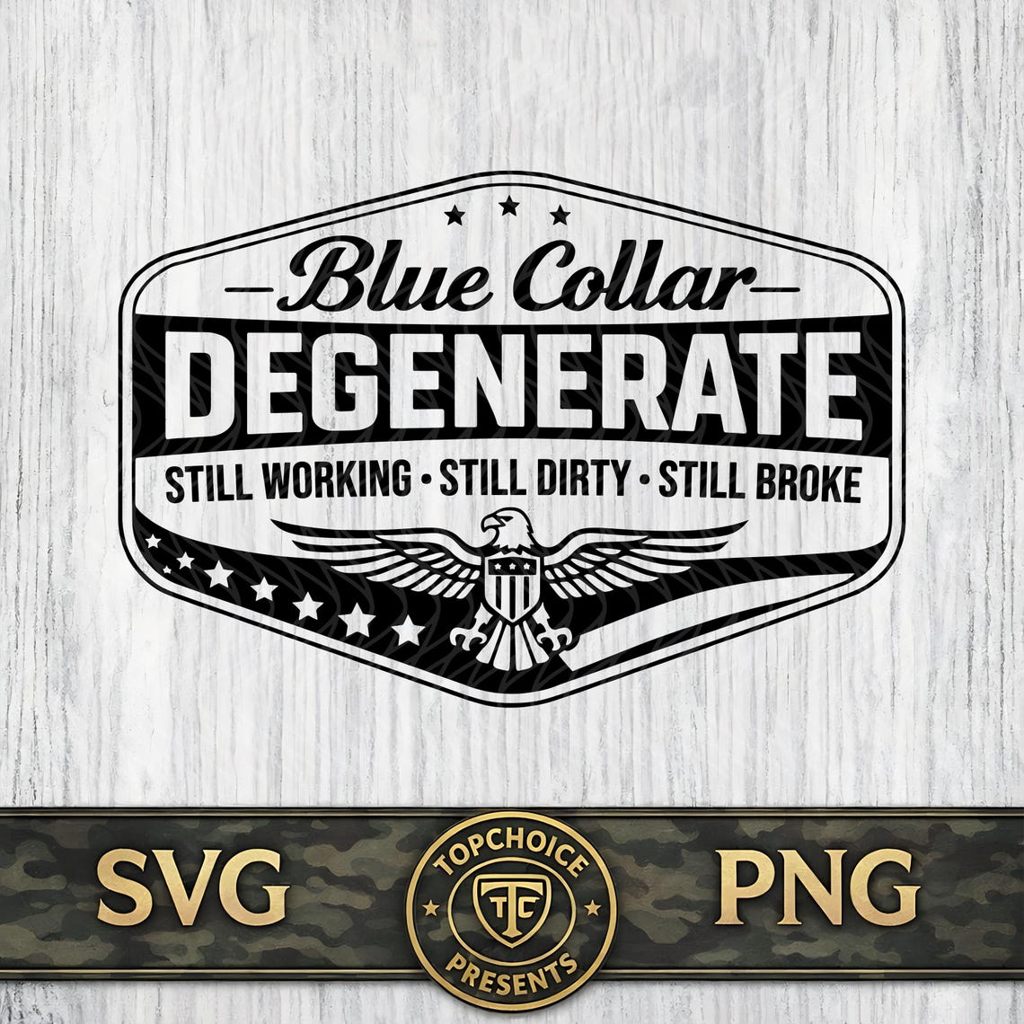 Blue Collar Degenerate SVG PNG Laser Engraving File Leather Hat Patch ...