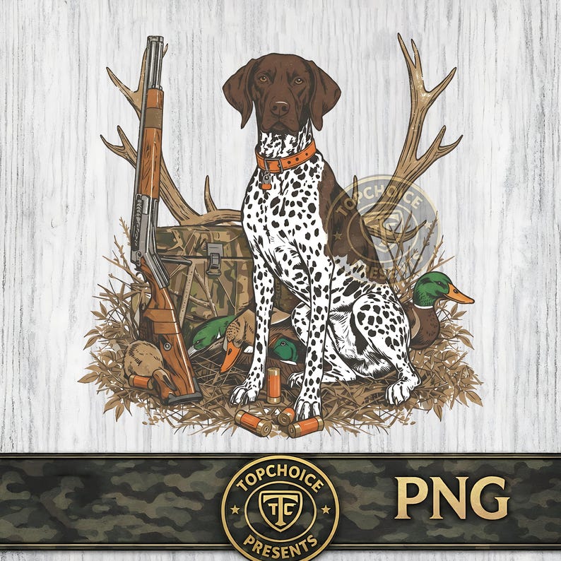 Hunting Dog PNG | Camo American Flag Retro Design | German Shorthaired ...