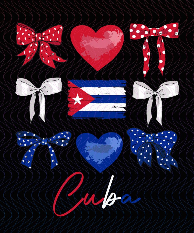 Cuba Flag Bows Pride Women Girls PNG, Proud Cuban Girls Great Hispanic ...