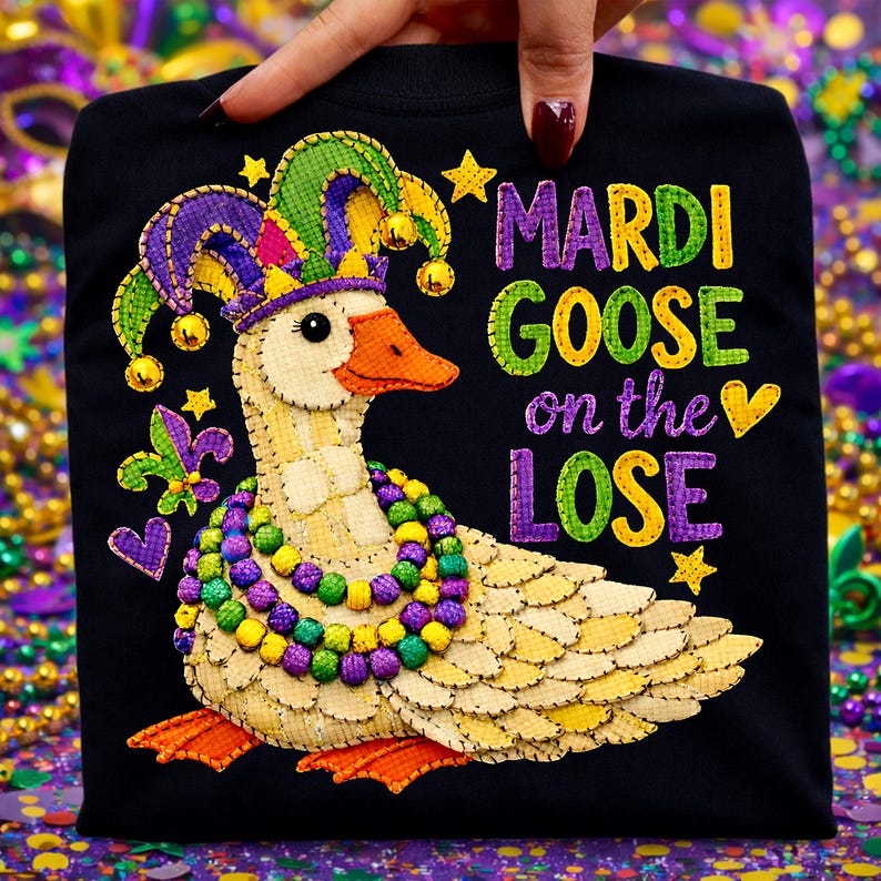 Mardi Goose on the Loose PNG | Patchwork Quilted Silly Goose Design ...