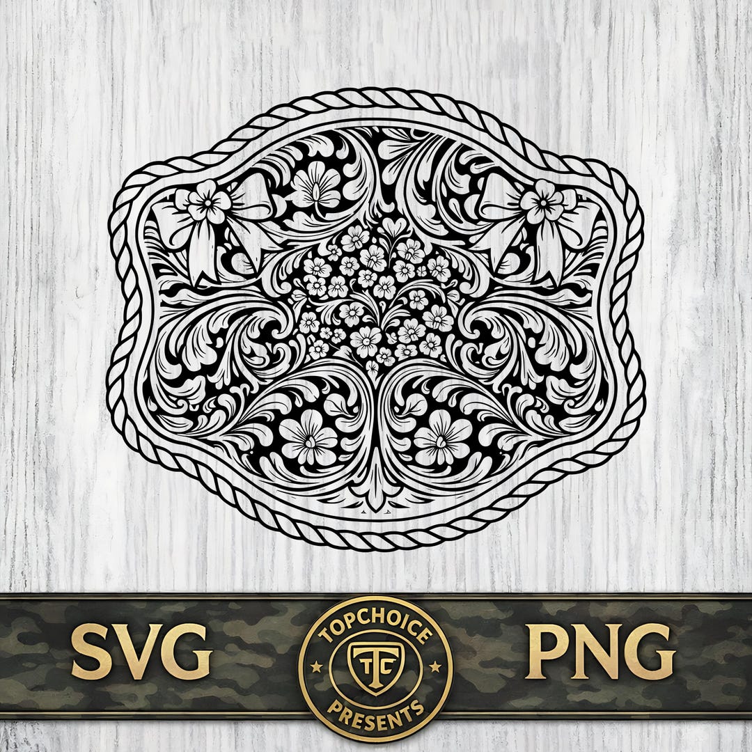 Western Belt Buckle SVG PNG Southern Greeting Cowgirl Ornate Floral ...