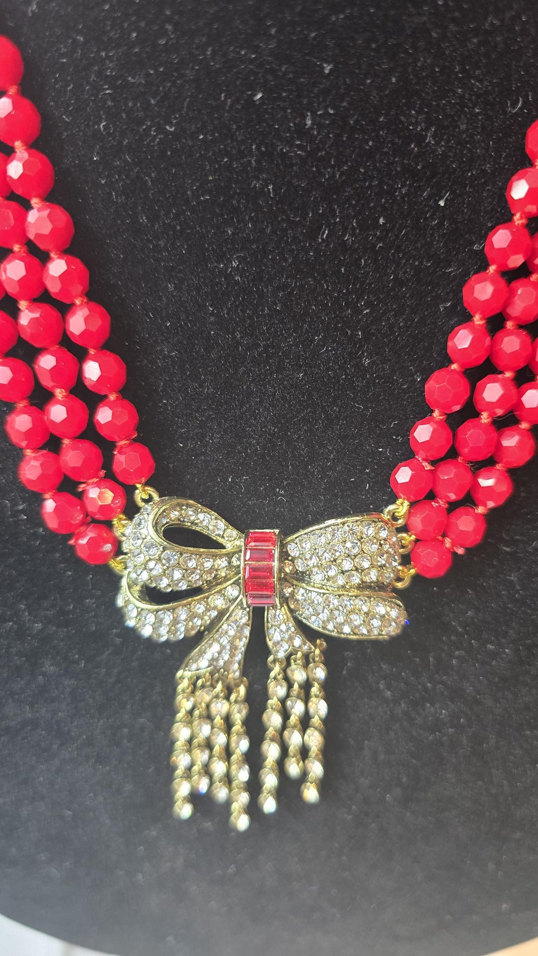 HEIDI DAUS Haute Bow" Crystal Red Necklace - Etsy