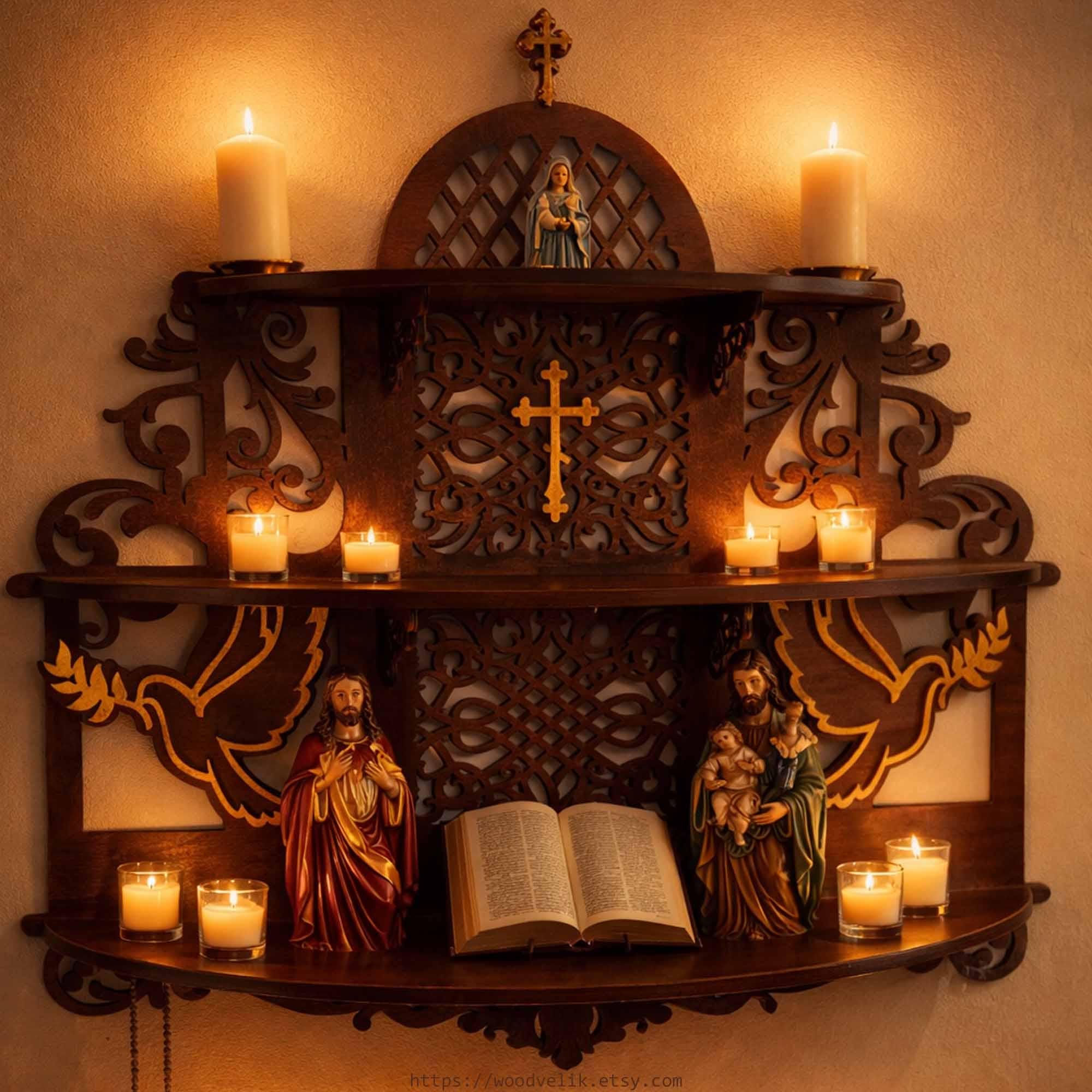 Floating Shelf Wood Iconostasis | Christian Altar Catholic Orthodox ...