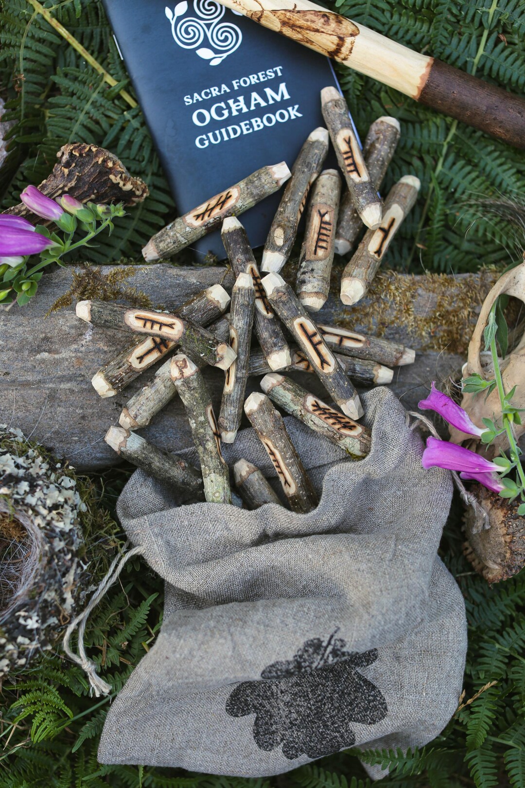 Celtic Runes Ogham Staves – Tree Divination Sacred Oak Pocket Set With ...