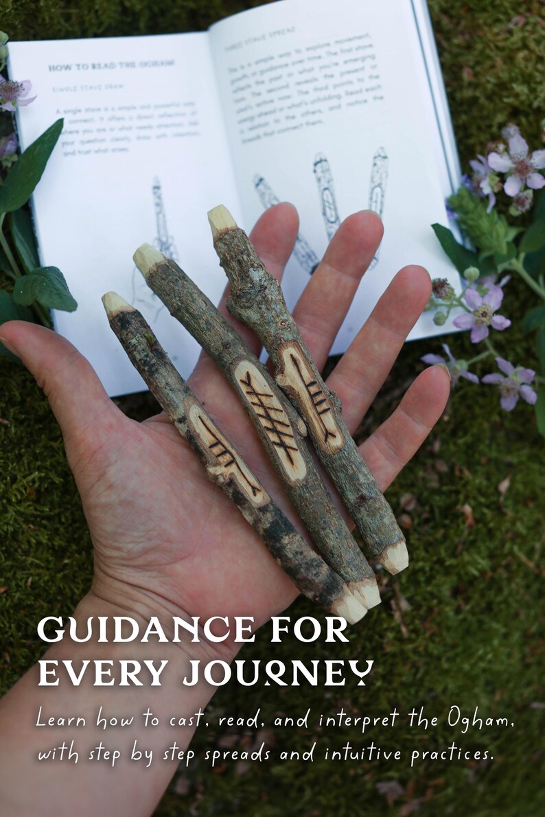 Celtic Tree Ogham Staves With Guidebook - Large Set Lovingly Hand ...