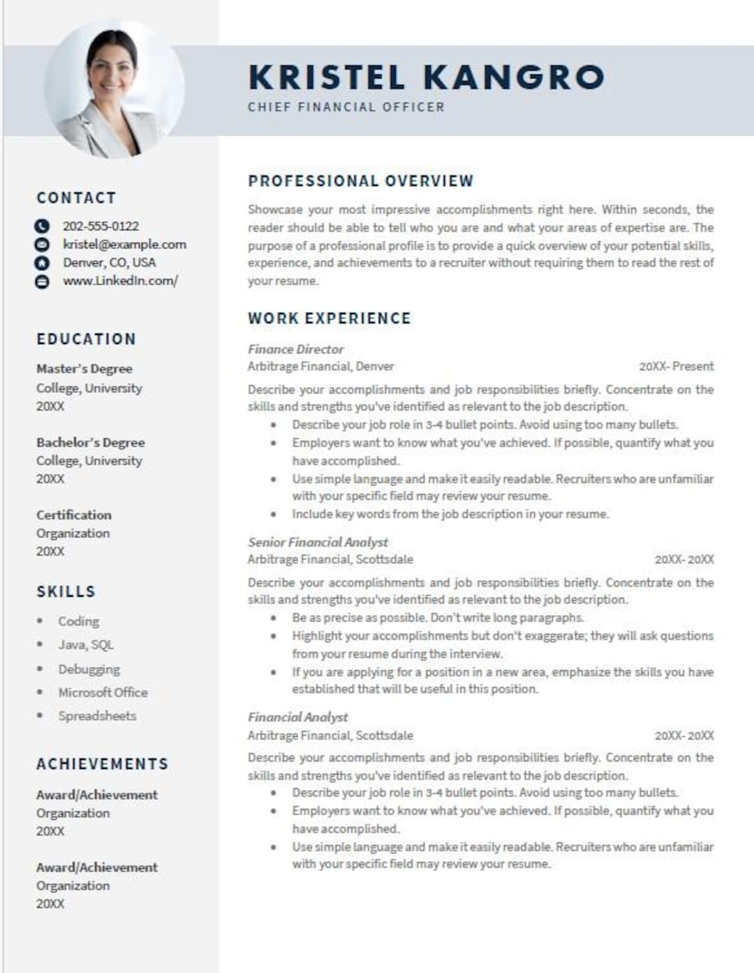 Professional Resume Template | Modern Minimalist CV Template | One Page ...