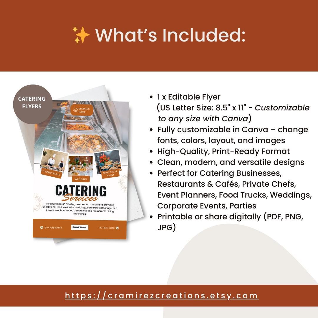 Editable Catering Flyer Template: Restaurant & Event Marketing (canva ...