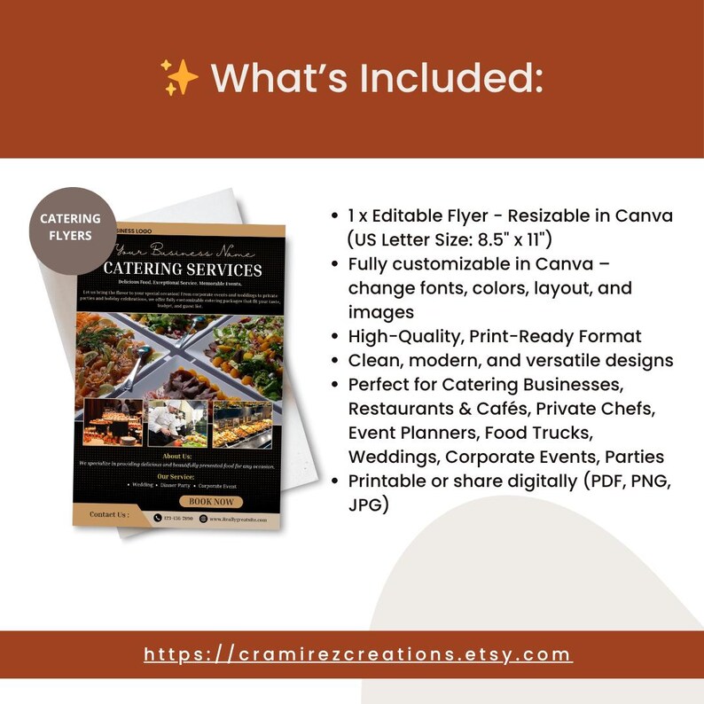 Editable Catering Flyer Template: Restaurant & Event Marketing (canva ...