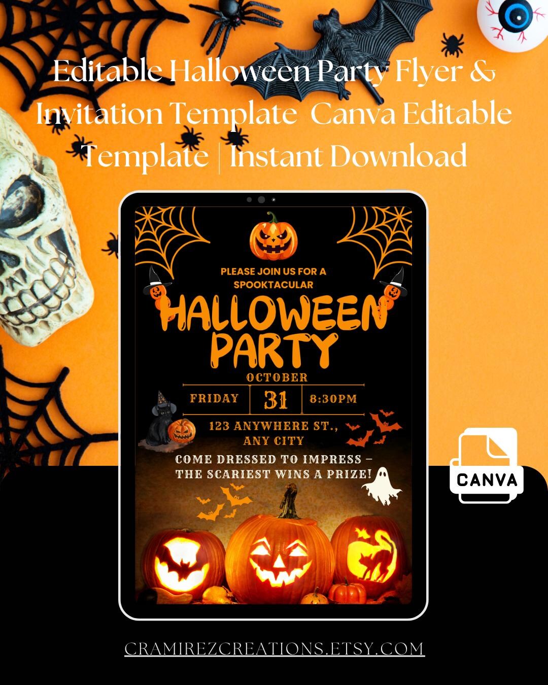 Editable Halloween Party Flyer & Invitation Template | Spooky Event ...