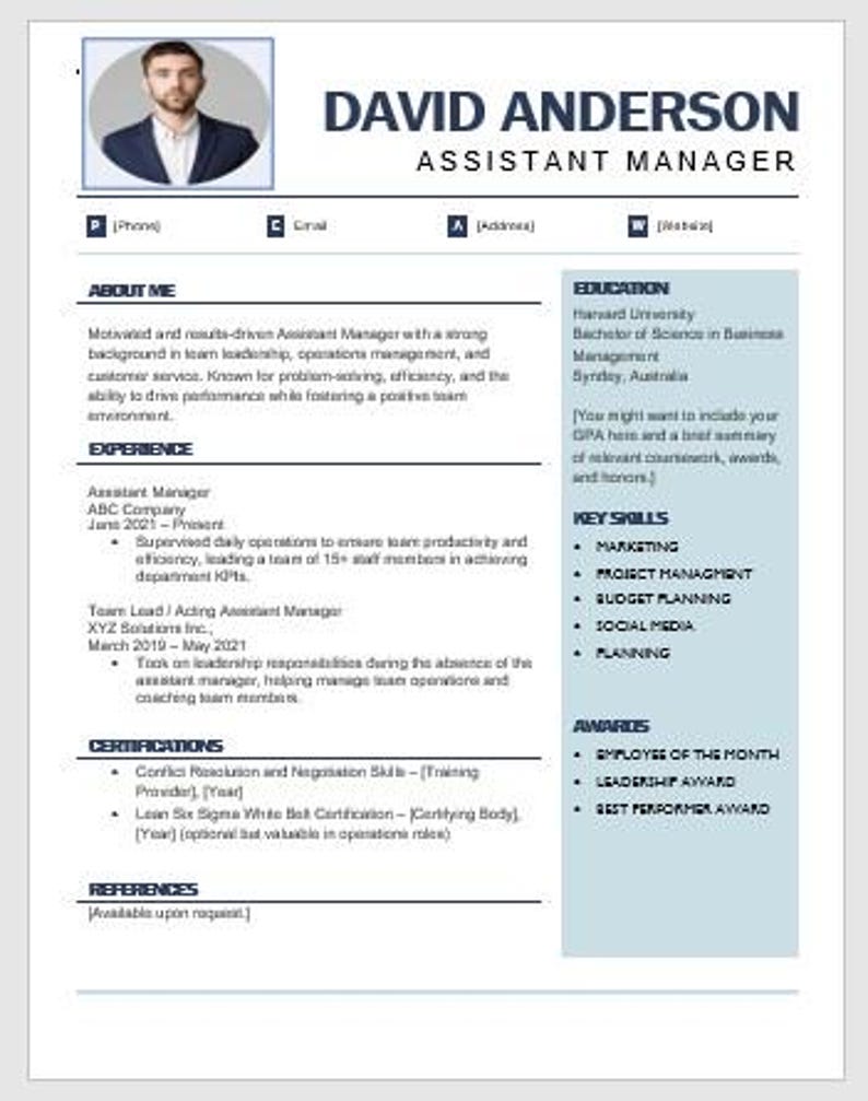 Professional Resume Template | Modern Minimalist CV Template | One Page ...