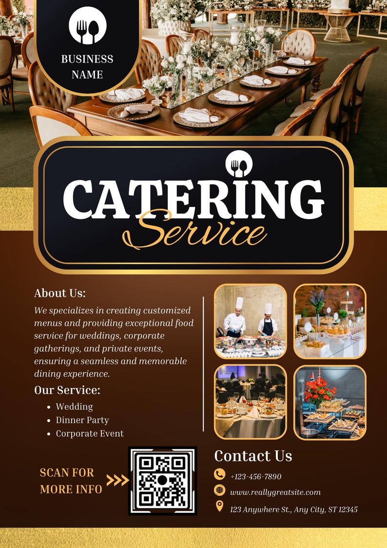 Editable Catering Flyer Template: Restaurant & Event Promotion (canva ...