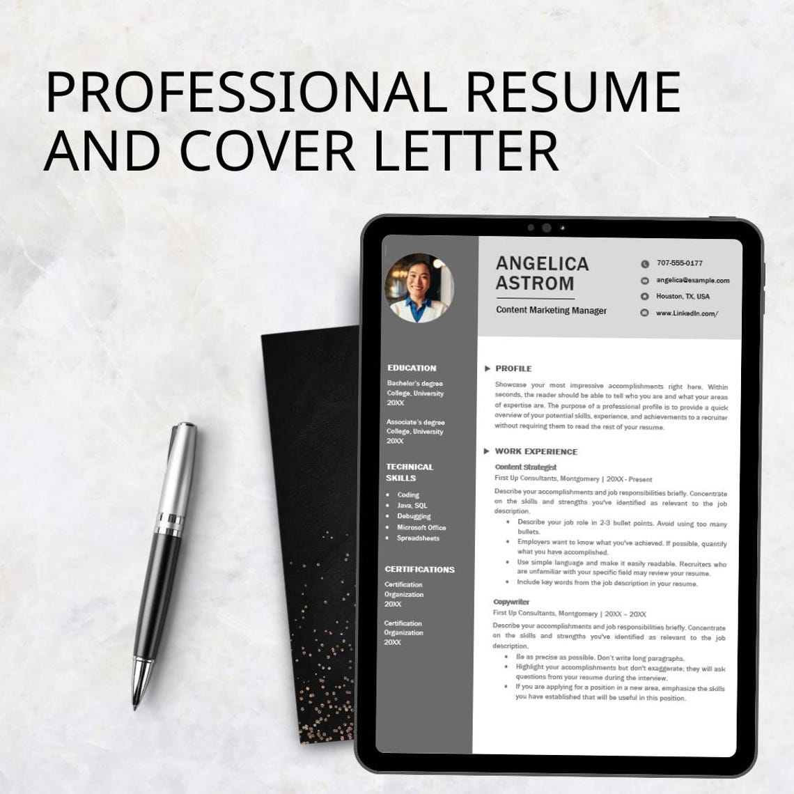 Professional Resume Template | Modern Minimalist CV Template | One Page ...