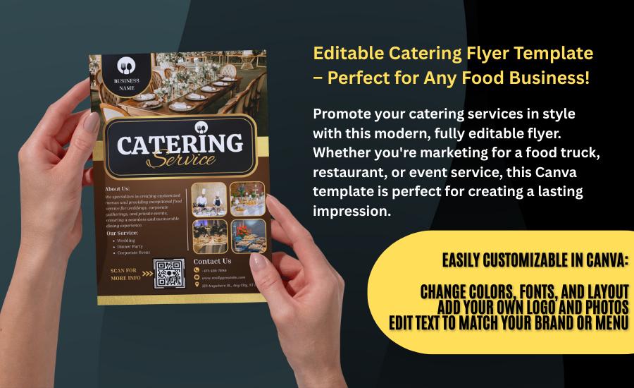 Editable Catering Flyer Template: Restaurant & Event Promotion (canva ...