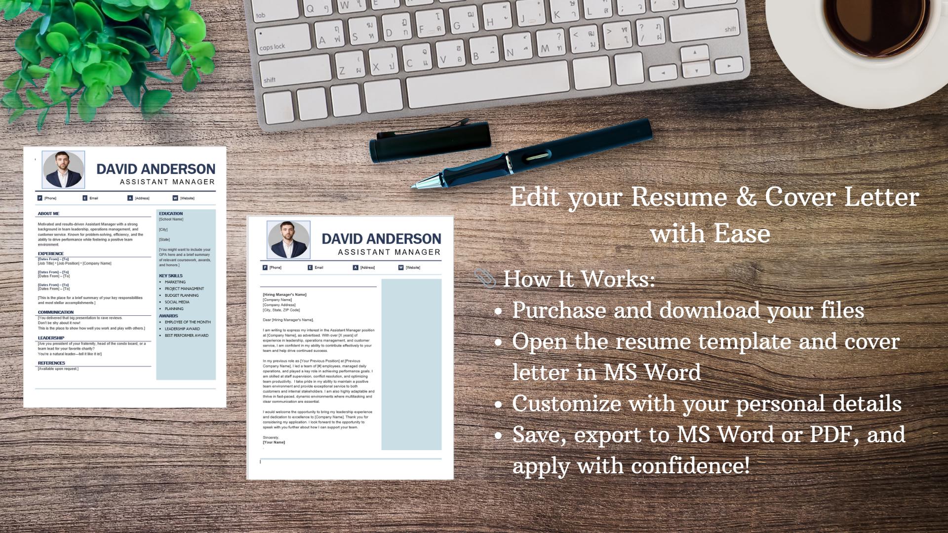 Professional Resume Template | Modern Minimalist CV Template | One Page ...