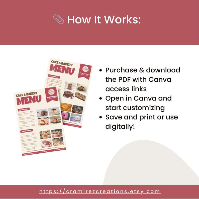 Editable Cake and Bakery Menu Template | Two Page Sweets Menu Template ...